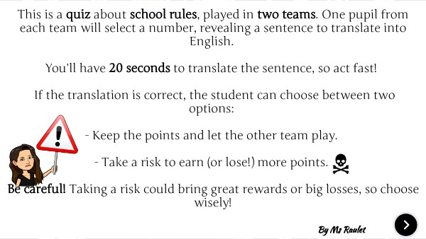 Jeu 3e SCHOOL RULES