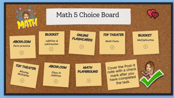 Math 5 Choice Board 1.1.7