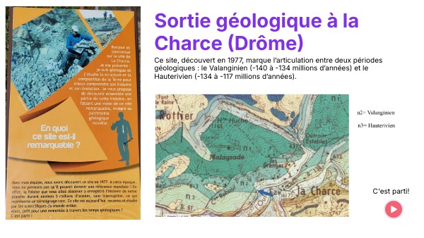 sortie géologique à la Charce | Genially