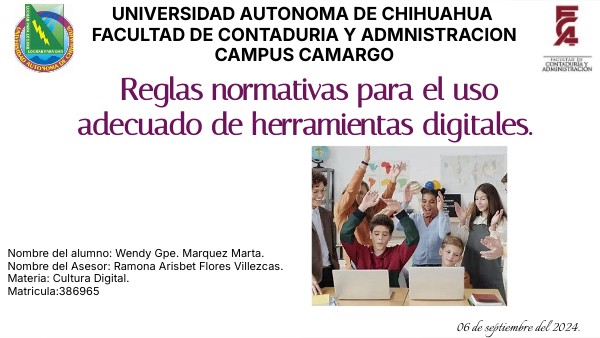 Reglas normativas para el uso adecuado de herramientas digitales | Genially