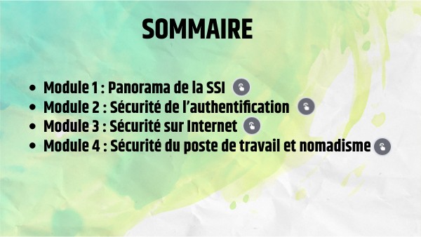 Module 1 Panorama de la SSI