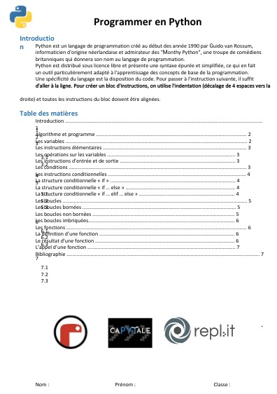 Programmer en Python 2023 - sans exo.pdf | Genially