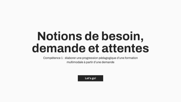Notions de besoin, demande et attentes