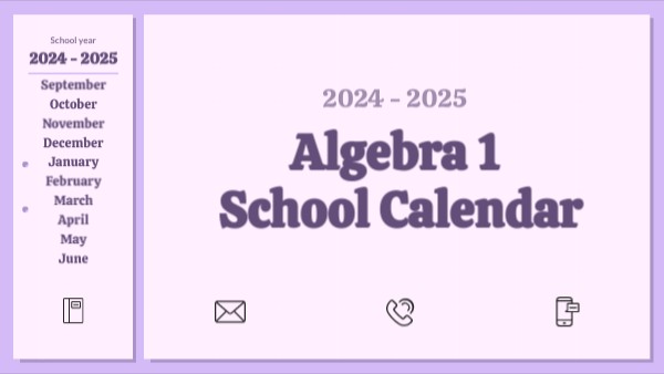 Algebra 1 School Calendar