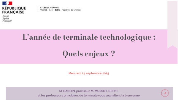 Présentation Terminale Techno
