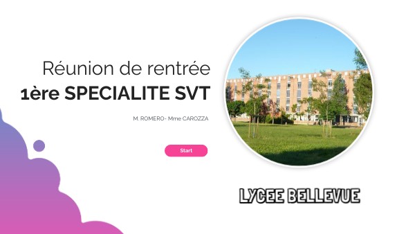 Réunion rentrée 1ere SPE | Genially