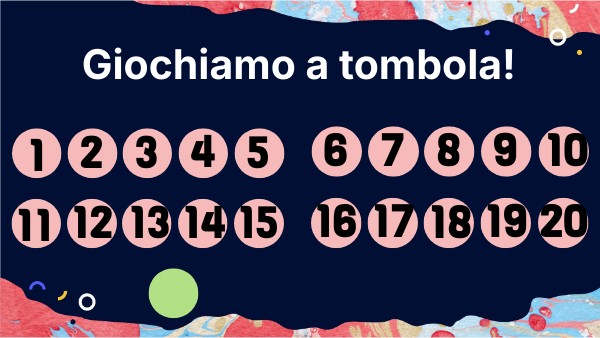 Tombola con numeri fino al 20 | Genially