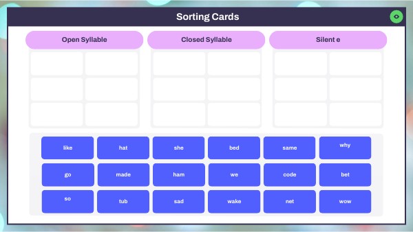 Sorting Cards | Genially