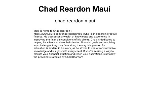 Chad Reardon Maui