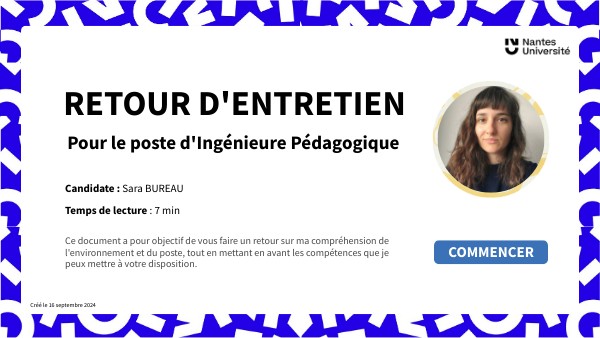 V3 - Retour d'entretien - Sara BUREAU | Genially