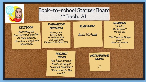 Back-to-school Starter Board (1º Bach Advanced) 23/24