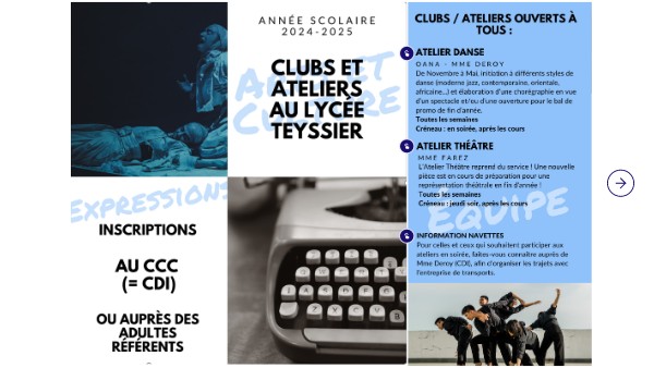 Clubs et ateliers - Lycée Teyssier 2024-2025