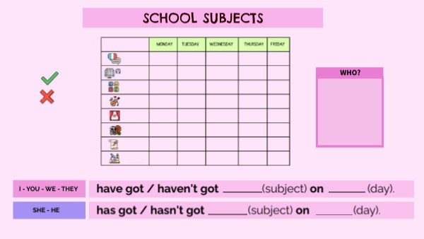 have got - school subjects | Genially