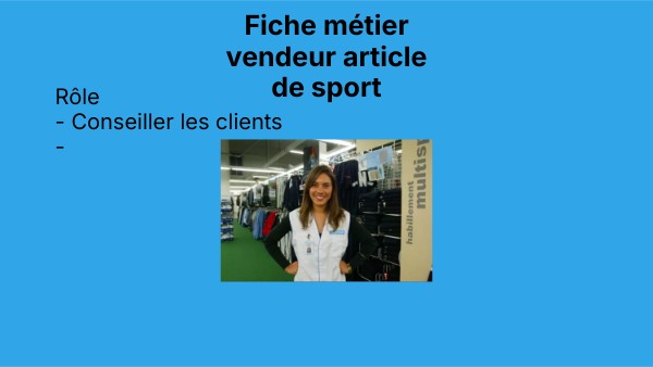 Fiche métier vendeur articles de sport | Genially