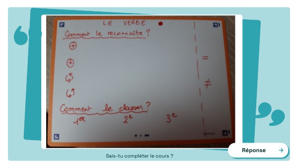 Flashcard reconnaitre le verbe