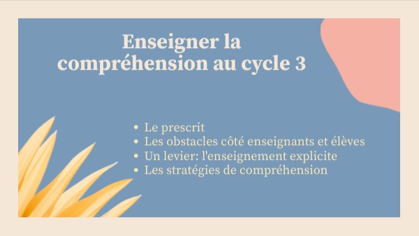 l'enseignement explicite de la compréhension | Genially