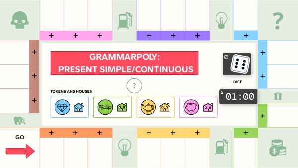 Board Game Present Simple/Present Continous | Genially