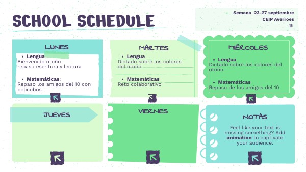 Programación semanal | Genially