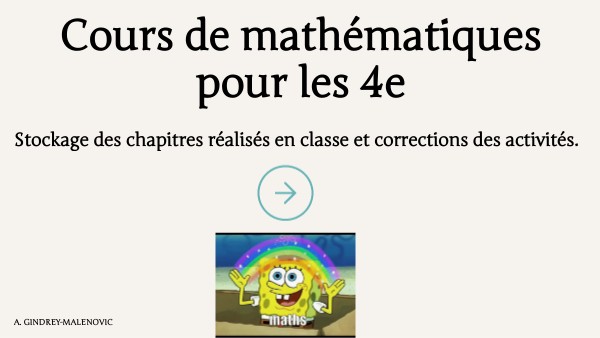 4e. Cours de mathématiques pour les 4e | Genially