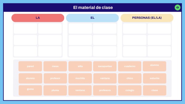 material de clase clasificar el/la/persona kl. 6