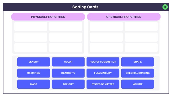 Sorting Cards for Matter
