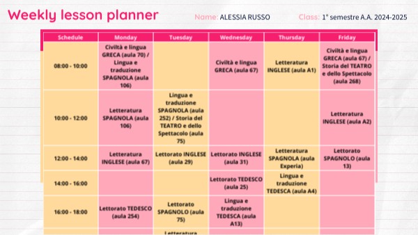 Weekly Lesson Planner