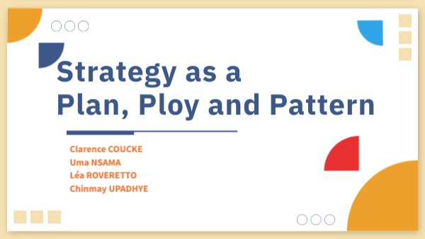 STRATEGY AS PLAN PLOY PATTERN