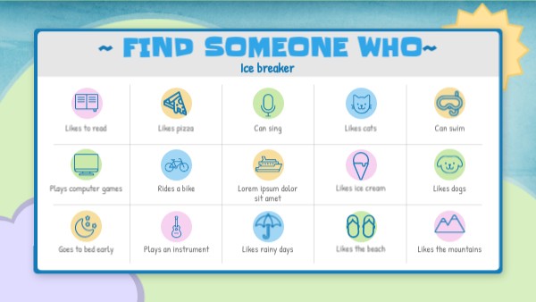 Find someone who ice breaker