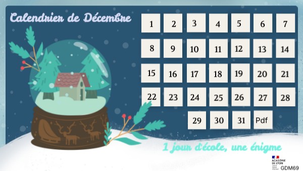calendrier décembre 2024 cycle 1 | Genially