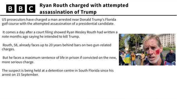 Ryan Routh Charged with attempted assassination of Trump | Genially