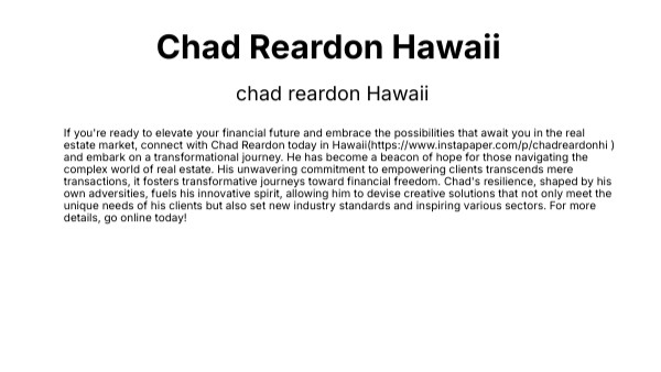 Chad Reardon Hawaii