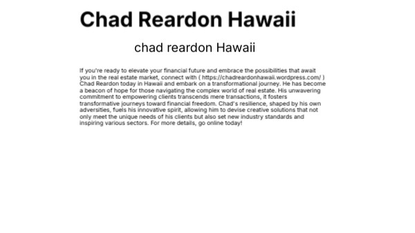 Chad Reardon Hawaii