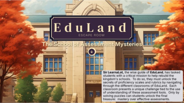 Eduland Escape Room (Proficiency Scales and Rubrics) | Genially