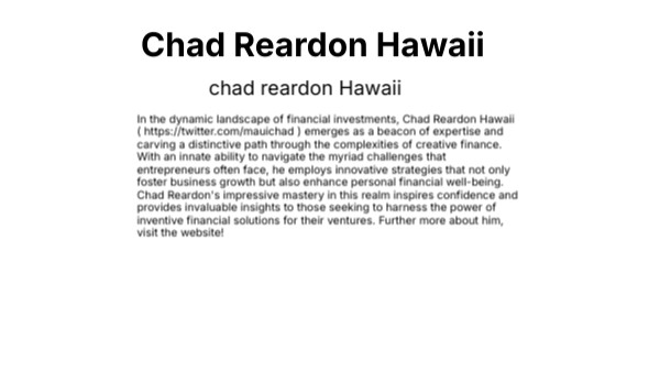 Chad Reardon Hawaii