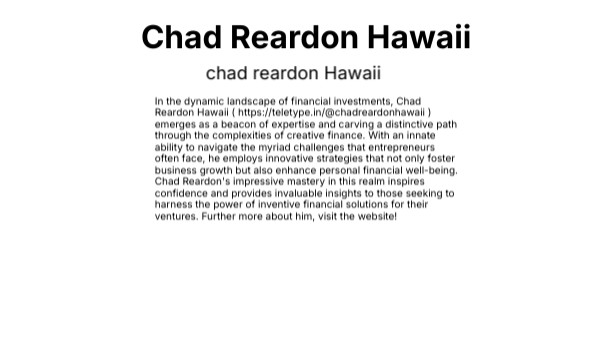Chad Reardon Hawaii