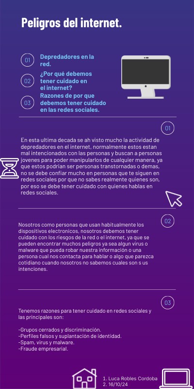 Infografía Peligros del internet. | Genially