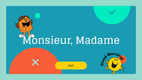 Quiz formes et couleurs Monsieur-Madame