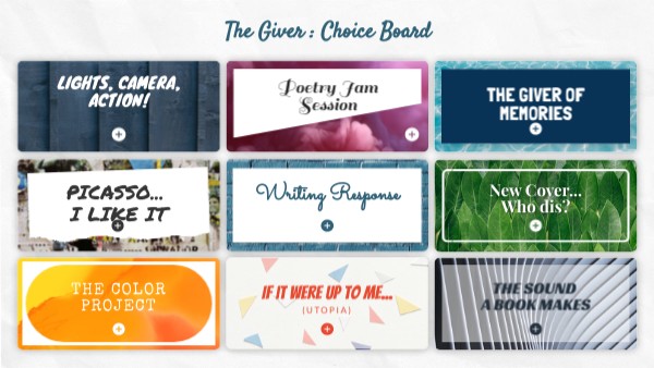The Giver: Choice Board | Genially