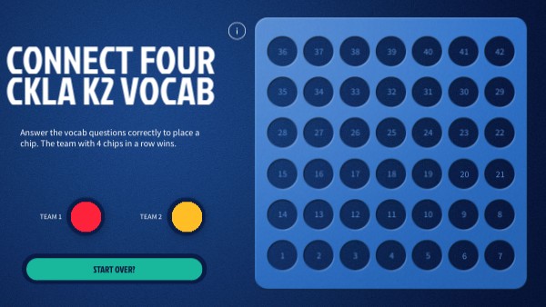 Connect Four Game CKLA K2 Vocab