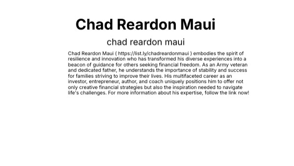 Chad Reardon Maui