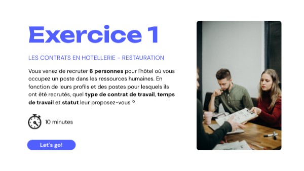 EXERCICE CONTRATS DE TRAVAIL | Genially