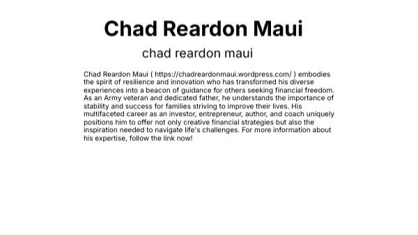 Chad Reardon Maui