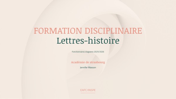 FORMATION DISCIPLINAIRE LETTRES-HISTOIRE