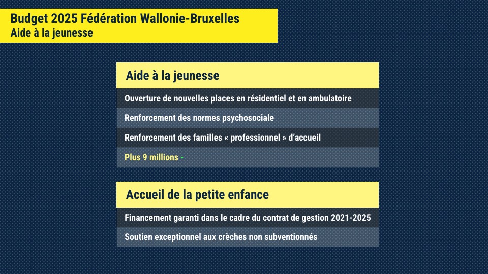 Budget 2025 fédération wallonie bruxelles aide a la jeunesse | Genially
