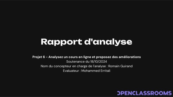 Rapport d'analyse