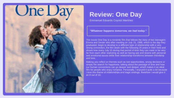 One day Review | Genially