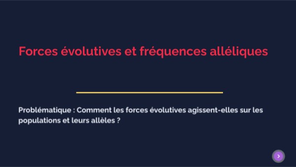 Quizz Forces évolutives et fréquences alléliques
