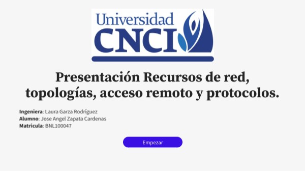 recursos de red, topologías, acceso remoto y protocolos. | Genially