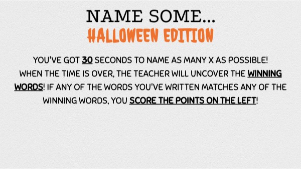 NAME SOME (Halloween) | Genially
