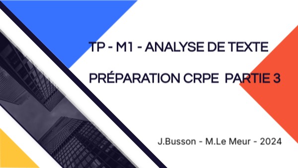 M1-PE - prépa CRPE- analyse de texte | Genially